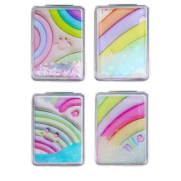 unbranded | Accessories | Rainbow Compact Mirror With Moving Conffetti ...